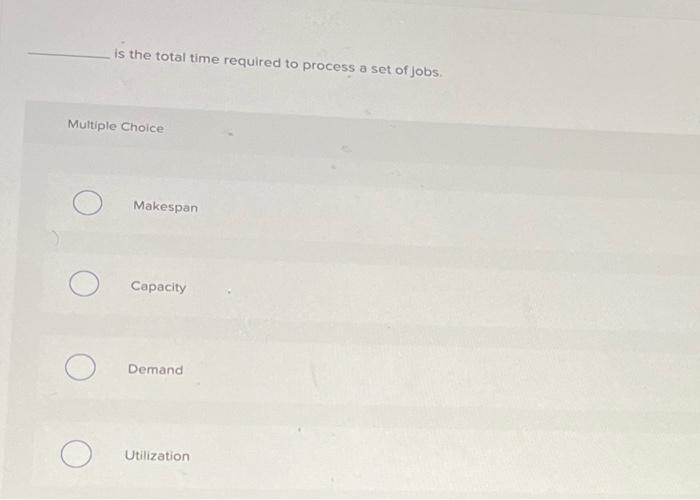 Solved is the total time required to process a set of jobs. | Chegg.com