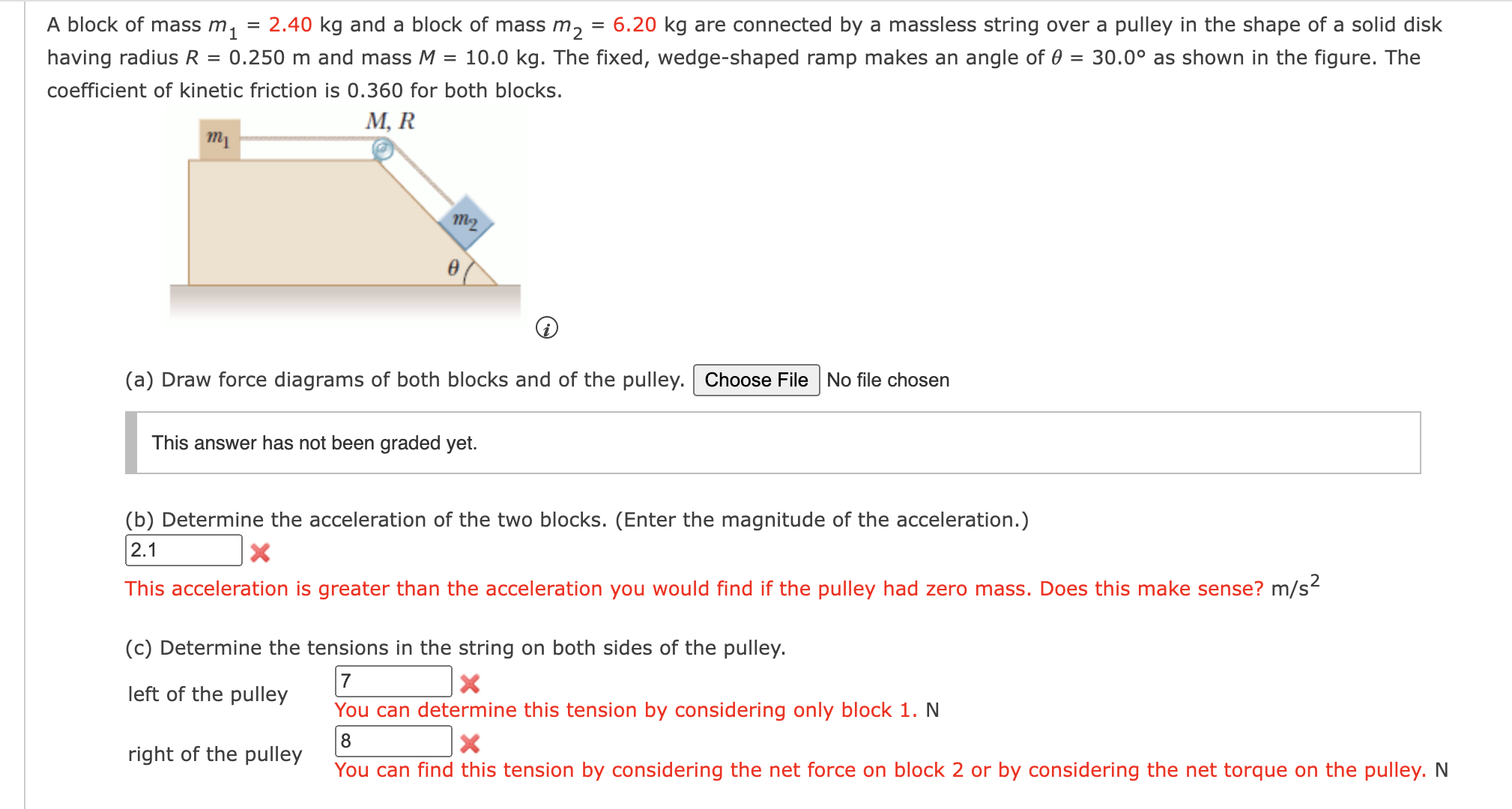 Solved A block of mass m1=2.40kg ﻿and a block of mass | Chegg.com