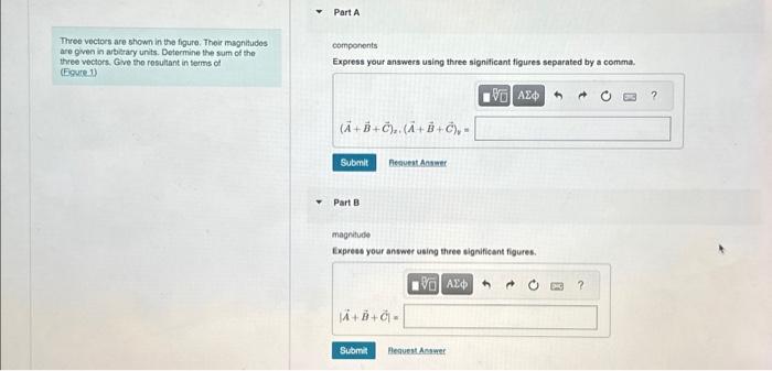 Solved Three vectors are shown in the figure. Their | Chegg.com