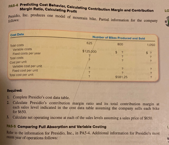 Solved PA5-4 Predicting predicting Cost Behavior, | Chegg.com