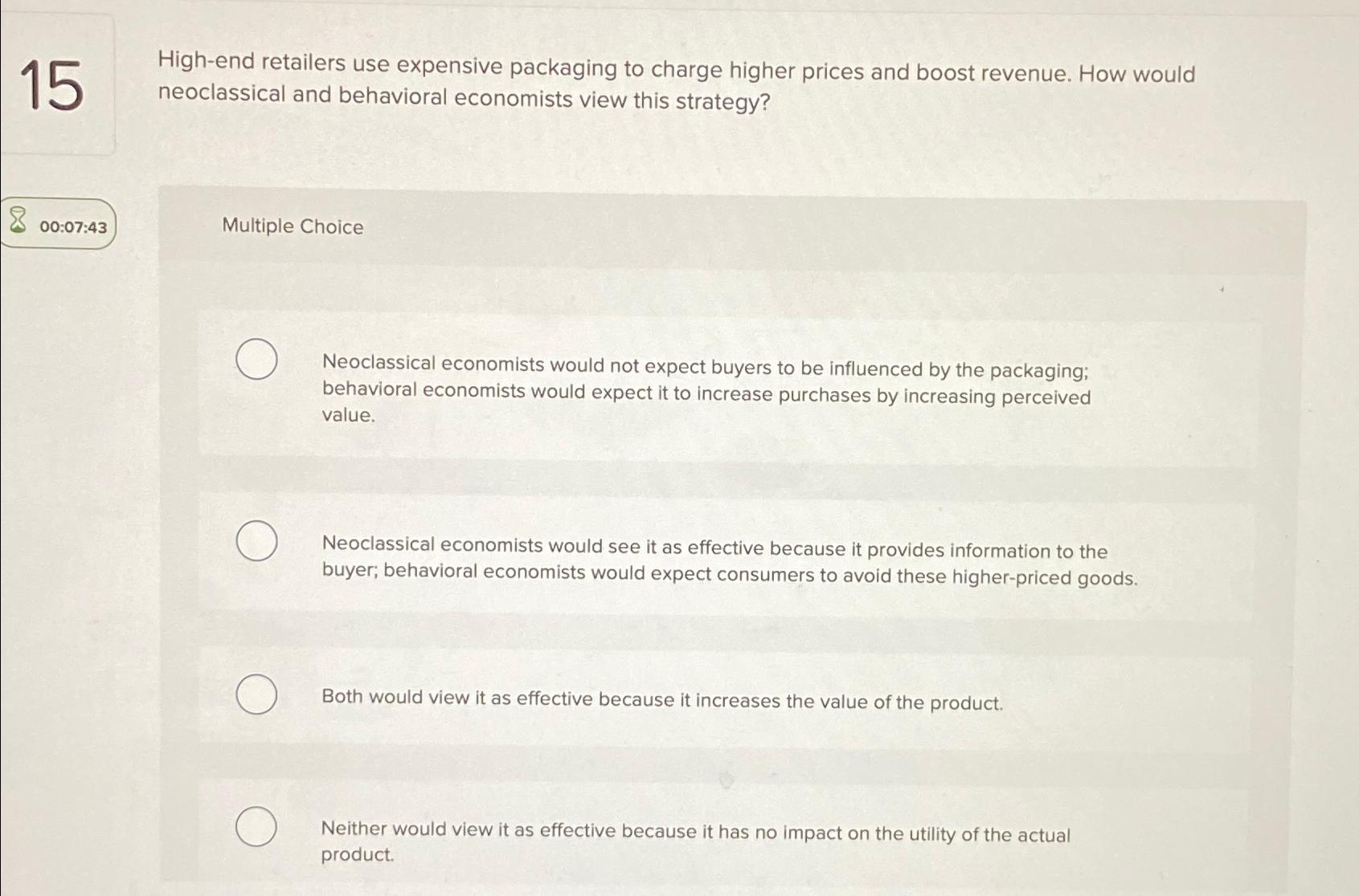Solved 15High-end retailers use expensive packaging to | Chegg.com