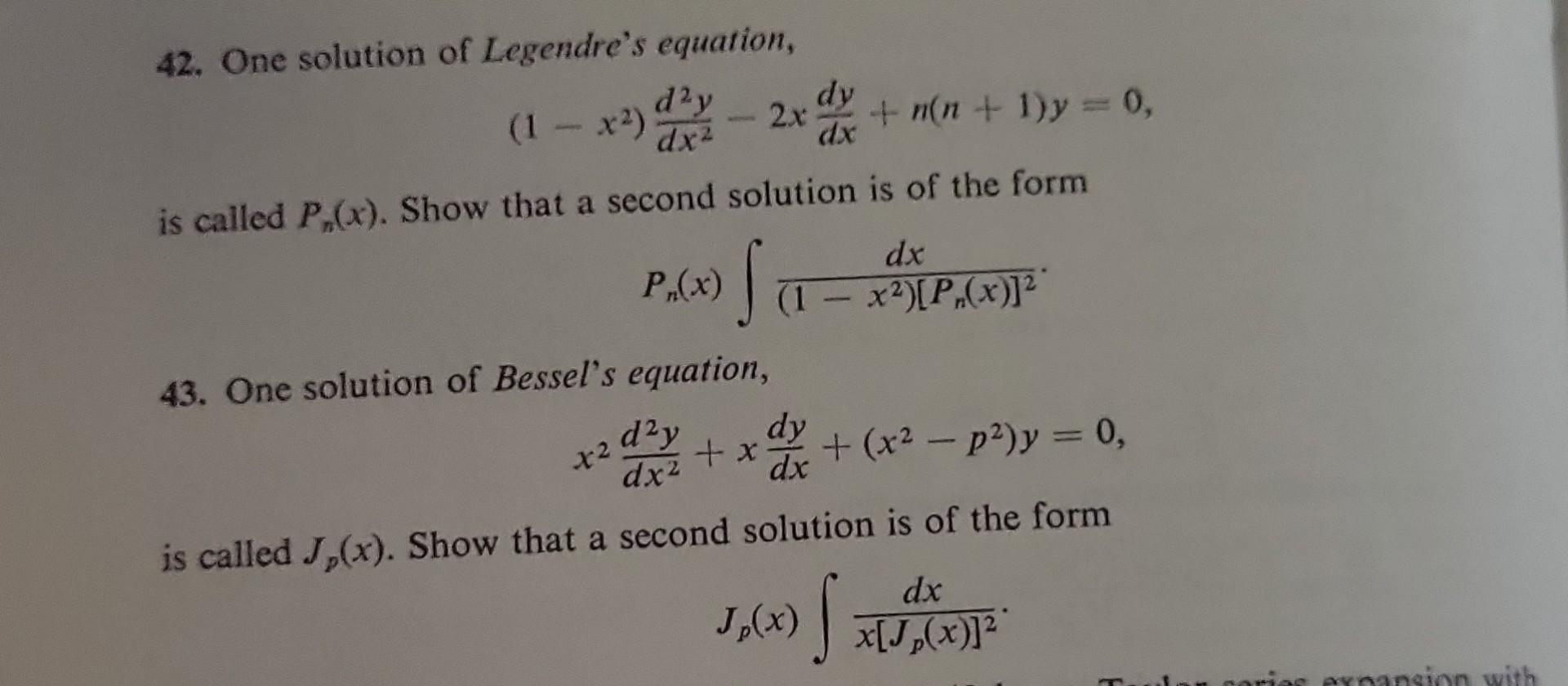 Solved 42. One solution of Legendre's equation, | Chegg.com