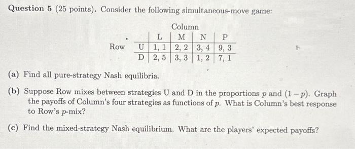 Solved Question 5 (25 points). Consider the following | Chegg.com