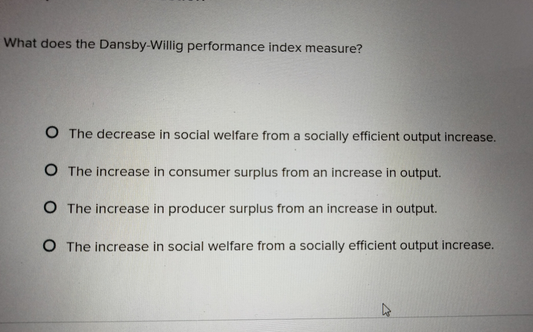 Solved What does the Dansby-Willig performance index | Chegg.com