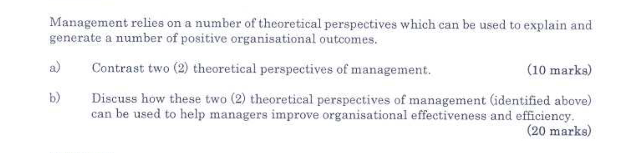 Solved Management relies on a number of theoretical | Chegg.com