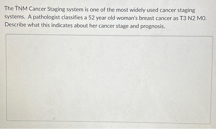 Solved The TNM Cancer Staging system is one of the most | Chegg.com