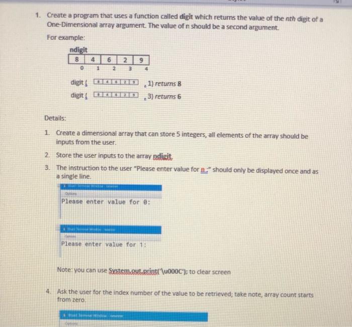 Solved 1. Create a dimensional array that can store 5 | Chegg.com