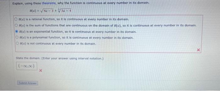 Solved Explain, using these theorems, why the function is | Chegg.com