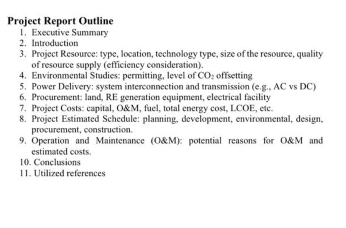 Project Report Outline 1. Executive Summary 2. | Chegg.com