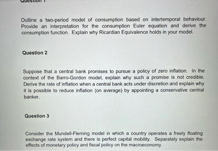 Solved Outline a two-period model of consumption based on | Chegg.com
