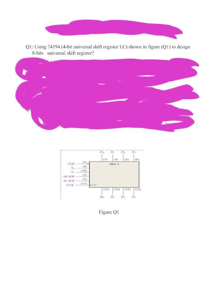 Solved Q1: Using 74194 (4-bit universal shift register 1.C) | Chegg.com
