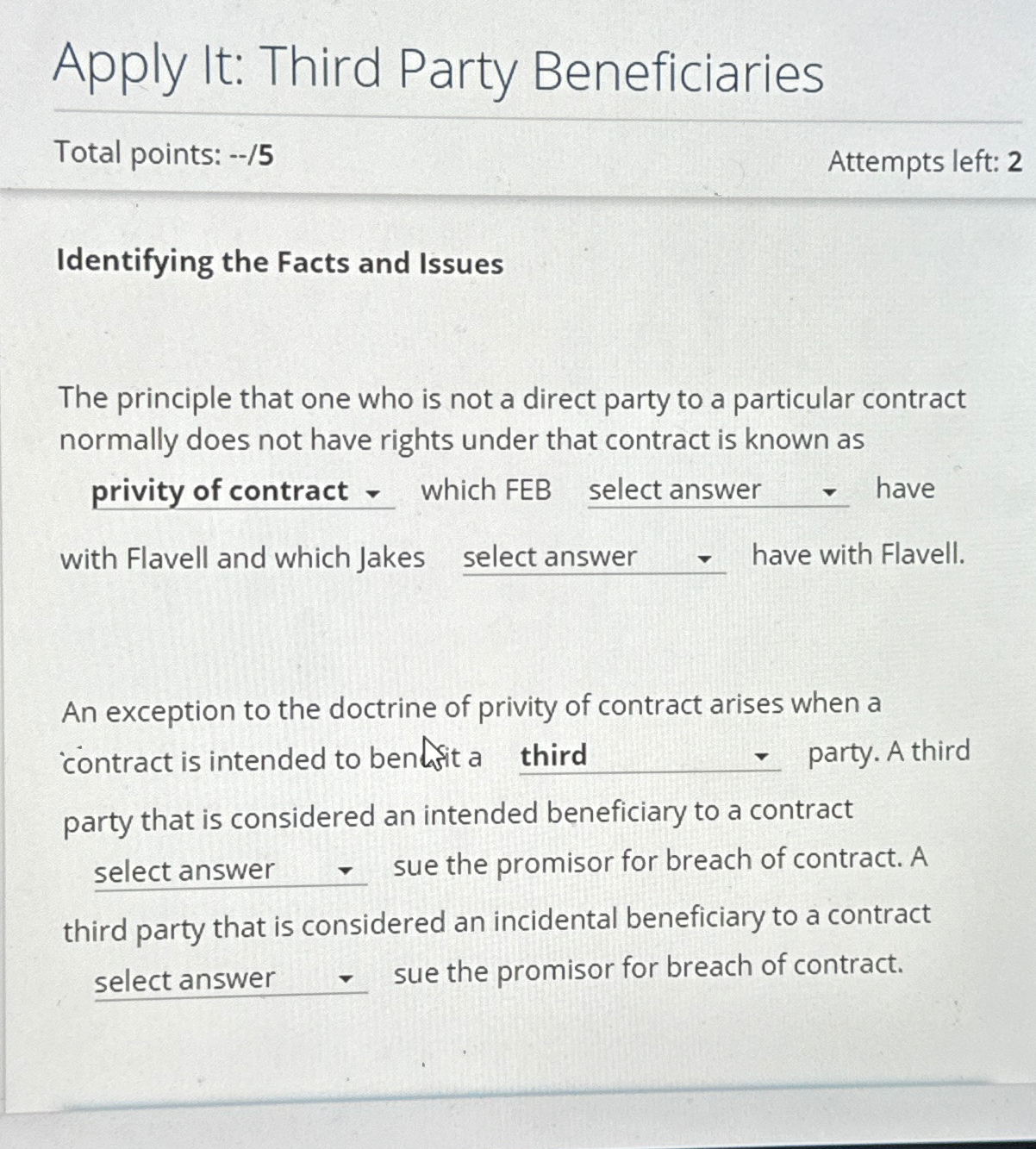 Solved Apply It: Third Party BeneficiariesTotal points: | Chegg.com