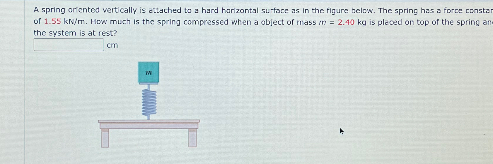 Solved A spring oriented vertically is attached to a hard | Chegg.com