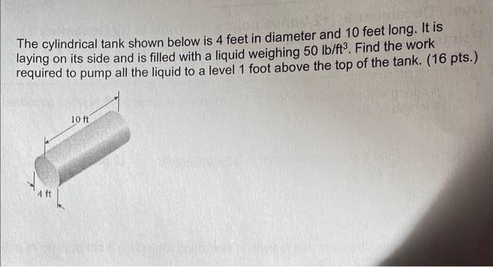 Solved The cylindrical tank shown below is 4 feet in | Chegg.com