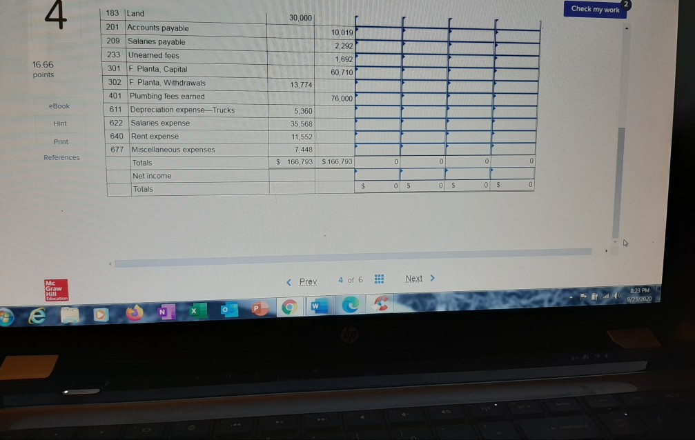 Solved Exercise 4-2 Extending accounts in a work sheet LO P1 | Chegg.com