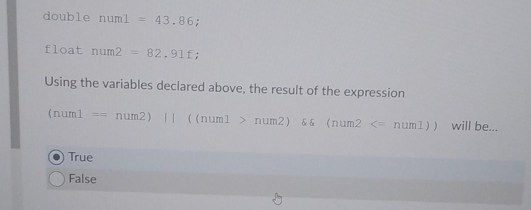 Solved double num 1=43.86; float num2 =82.91f; Using the | Chegg.com