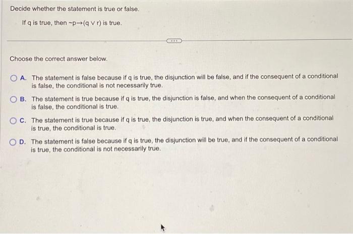 Solved Decide whether the statement is true or false. If q | Chegg.com