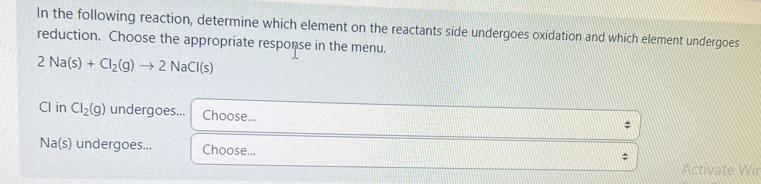 Solved In the following reaction, determine which element on | Chegg.com