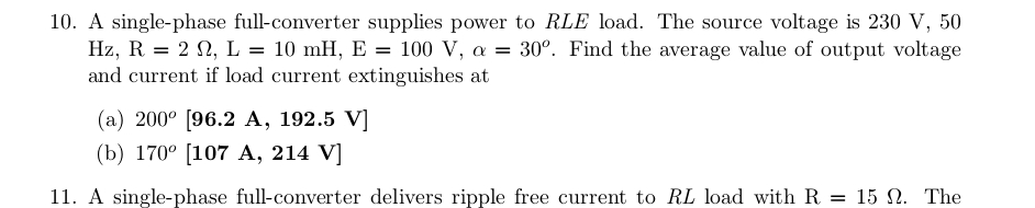 Solved A single-phase full-converter supplies power to RLE | Chegg.com