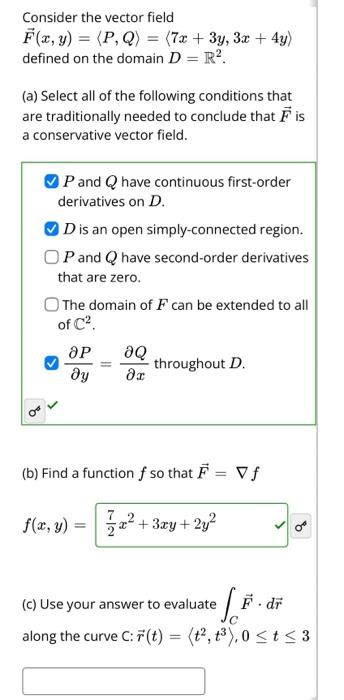 Solved Consider the vector field F(x,y)= P,Q = 7x+3y,3x+4y | Chegg.com