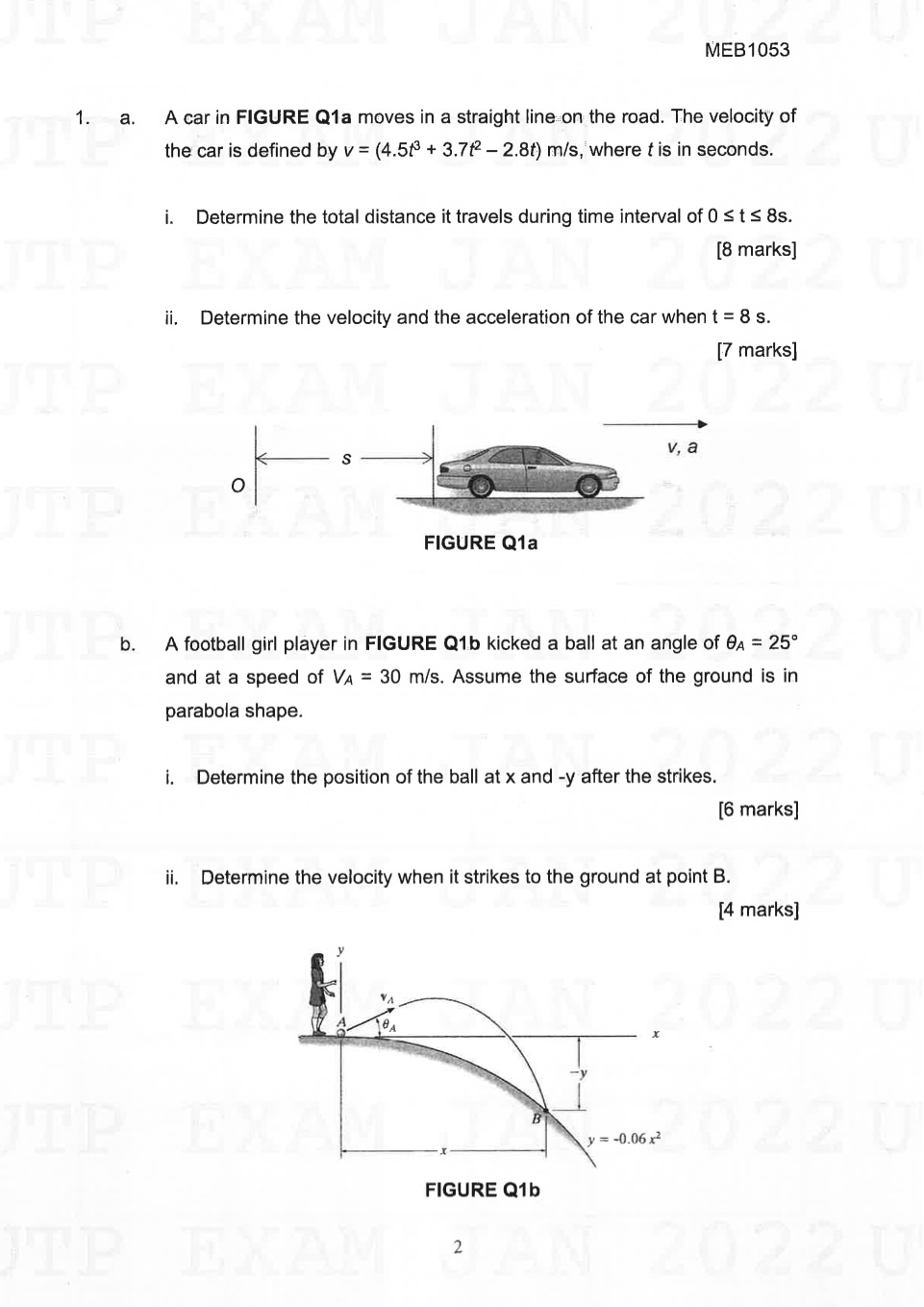 Solved MEB1053a. ﻿A car in FIGURE Q1a moves in a straight | Chegg.com