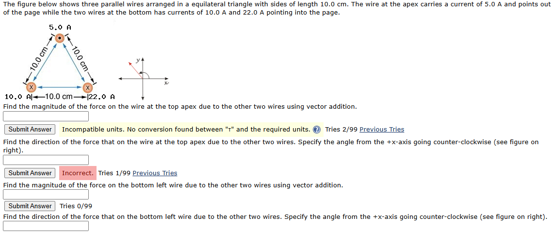 Solved The figure below shows three parallel wires arranged | Chegg.com
