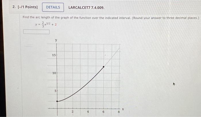 Solved y=32x3/2+2Find the arc length of the graph of the | Chegg.com