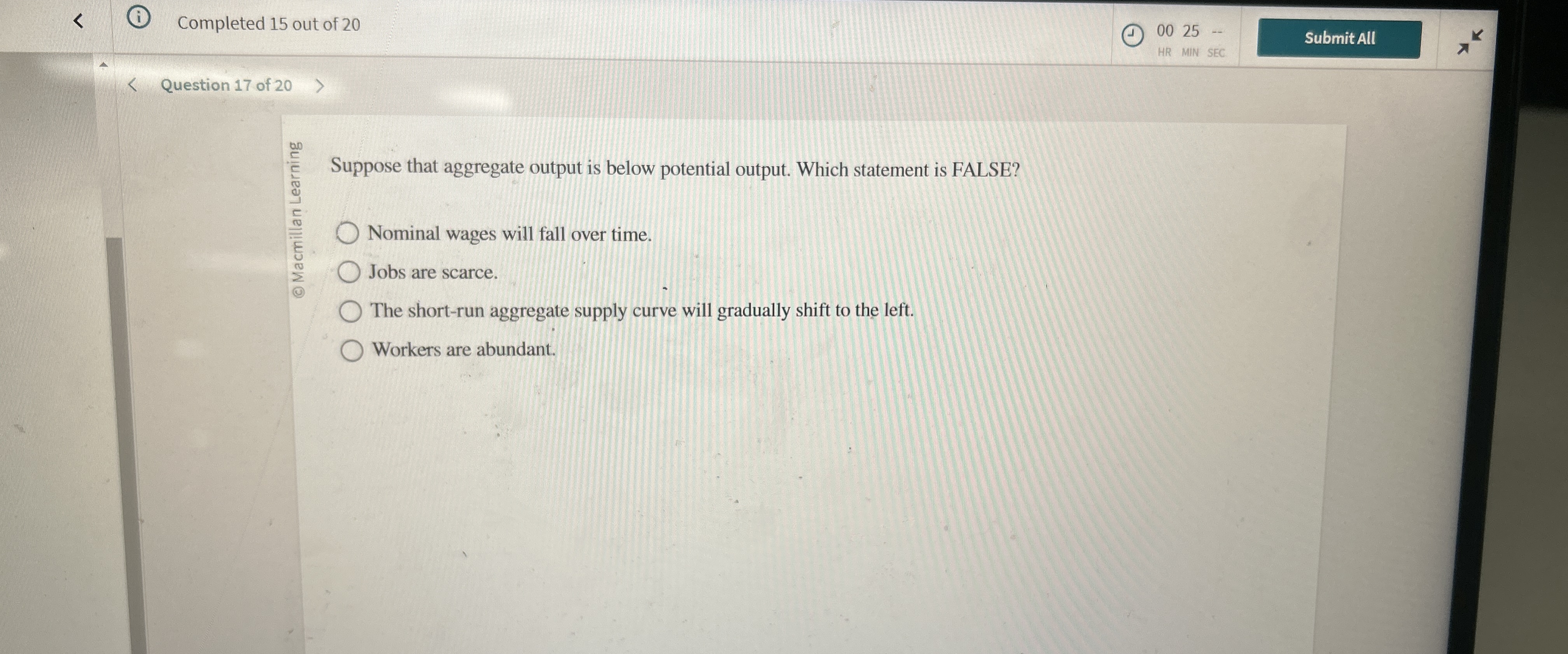Solved Completed 15 ﻿out of 200025HR MIN SECQuestion 17 ﻿of | Chegg.com