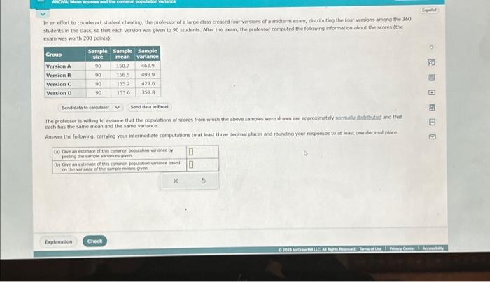 Solved exam was warth 200 points): each has the sarte mean | Chegg.com