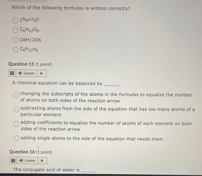 Solved Which of the following formulas is written correctly? | Chegg.com