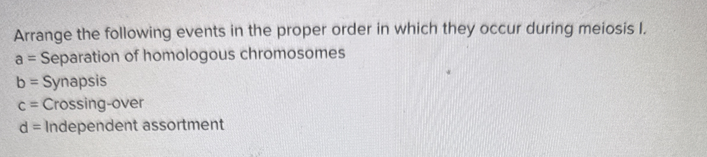 Solved Arrange the following events in the proper order in | Chegg.com