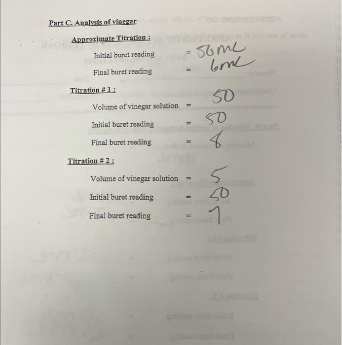 Solved EXPERIMENT : 20 ANALYSIS OF ACETIC ACID IN VINEGAR | Chegg.com