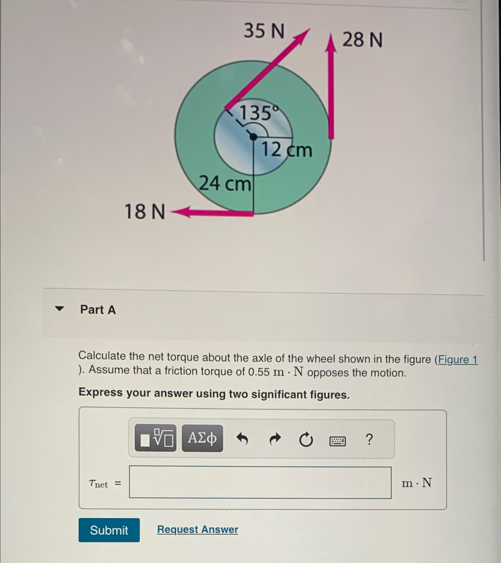Solved Part ACalculate the net torque about the axle of the | Chegg.com