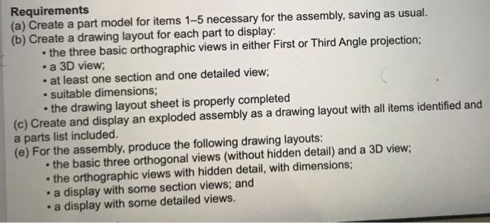 Requirements (a) Create a part model for items 1-5 | Chegg.com