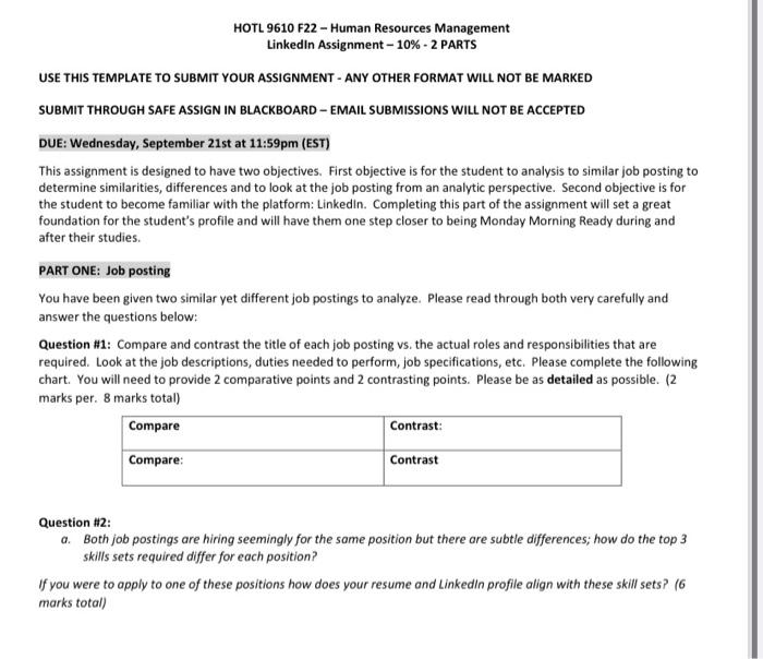 SUBMIT THROUGH SAFE ASSIGN IN BLACKBOARD - EMAIL | Chegg.com