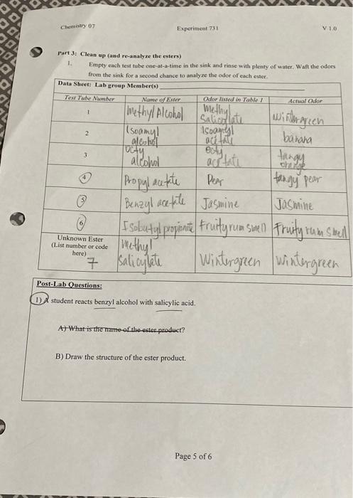 Solved Part 3: Clean ep (and re-analyze the esters) Fimpty | Chegg.com
