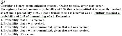 Solved Consider binary communication channel. Owing to | Chegg.com