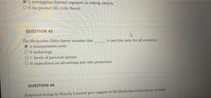 Solved C overlapping demand segments in trading nations. O | Chegg.com