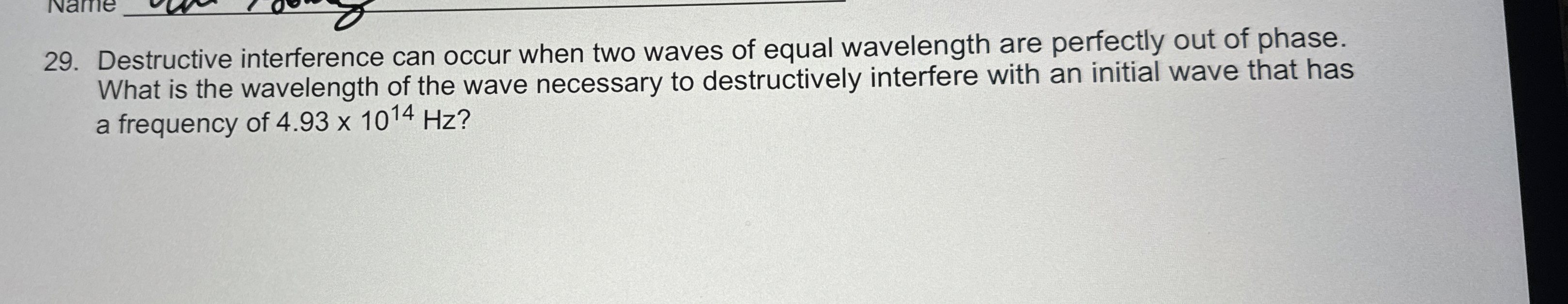 Solved Destructive interference can occur when two waves of | Chegg.com