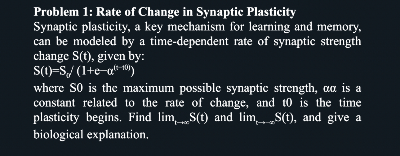 Solved Problem 1: Rate of Change in Synaptic | Chegg.com