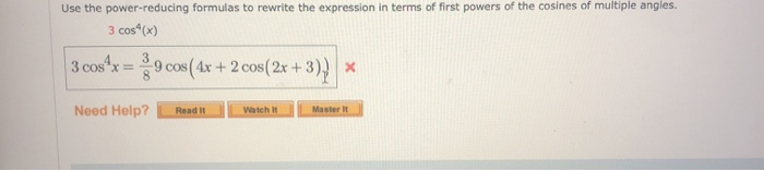 Solved Use the power-reducing formulas to rewrite the | Chegg.com