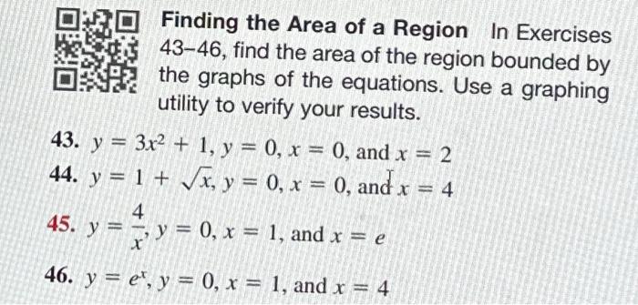 Solved Finding the Area of a Region In Exercises 43−46, find | Chegg.com