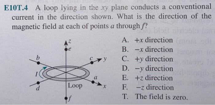 Solved E10T.4 A loop lying in the xy plane conducts a | Chegg.com