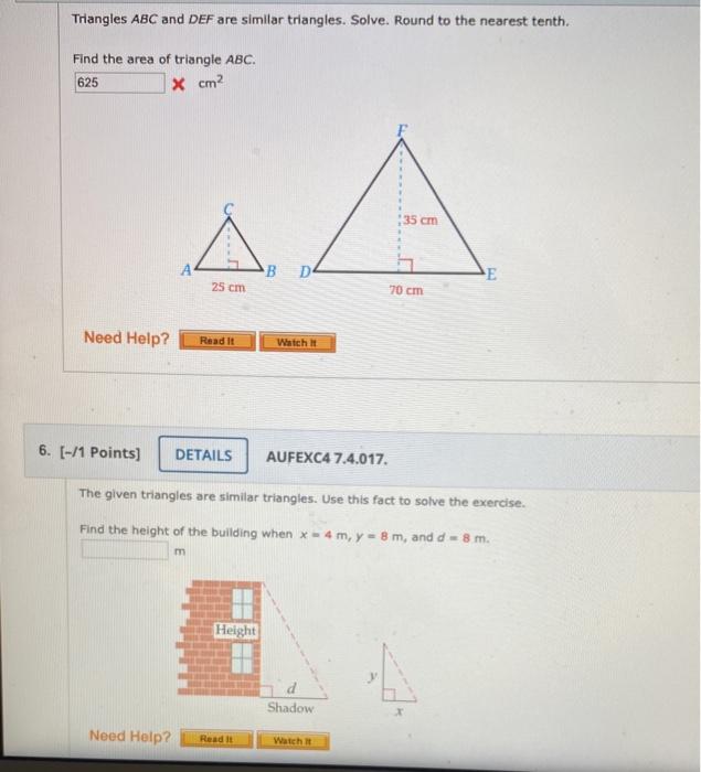 Solved Thangles ABC and DEF are similar triangles. Solve. | Chegg.com