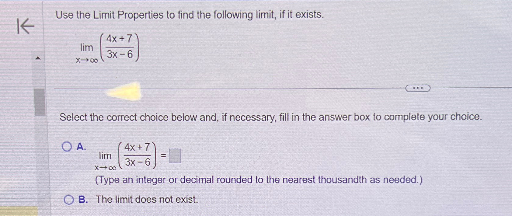Solved Use the Limit Properties to find the following limit, | Chegg.com