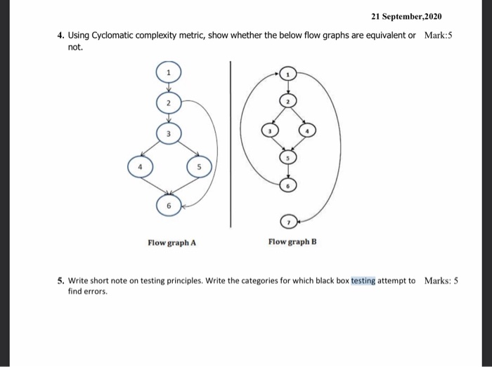 Solved 21 September,2020 4. Using Cyclomatic complexity | Chegg.com