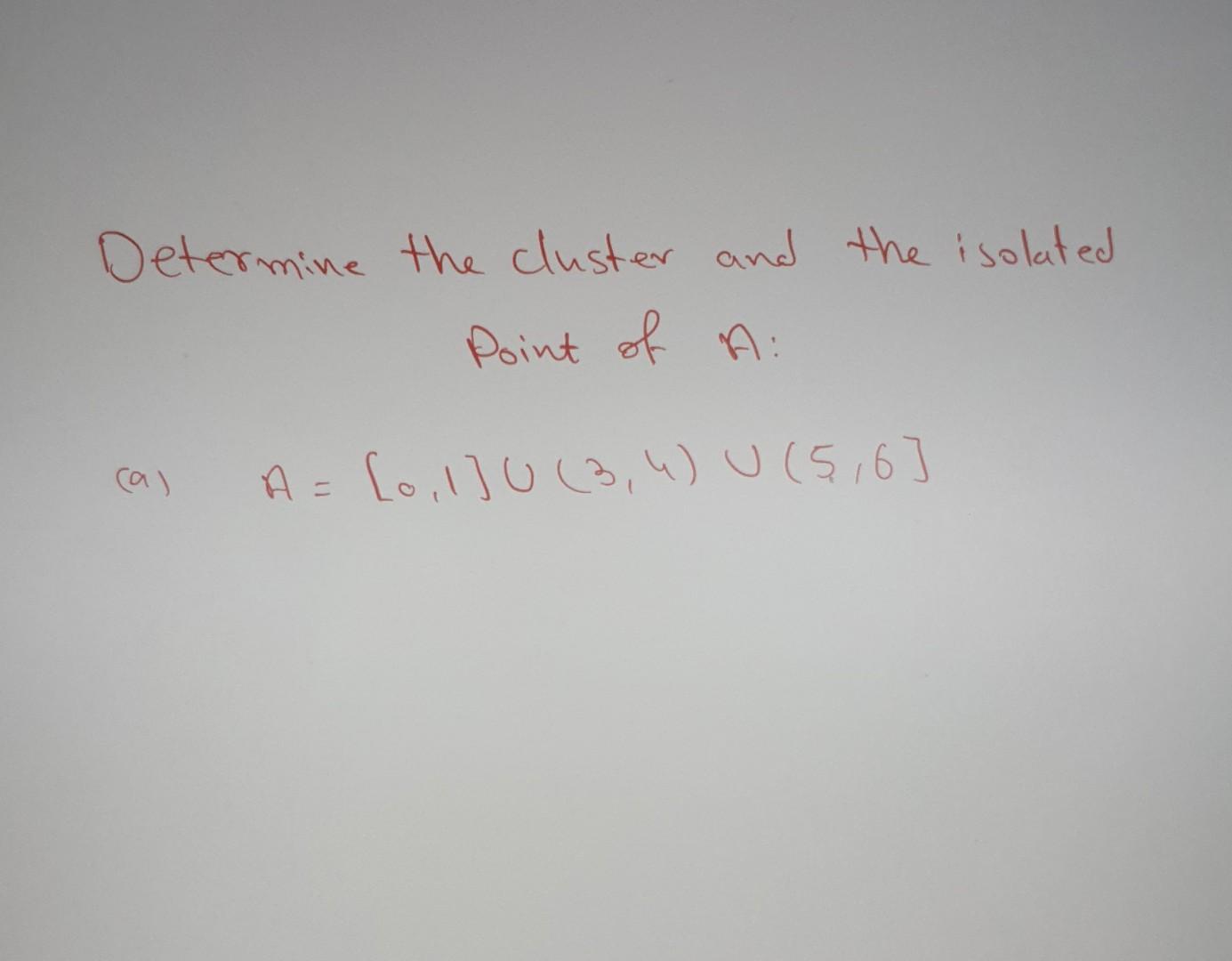Solved Determine the cluster and the isolated Point of A: | Chegg.com
