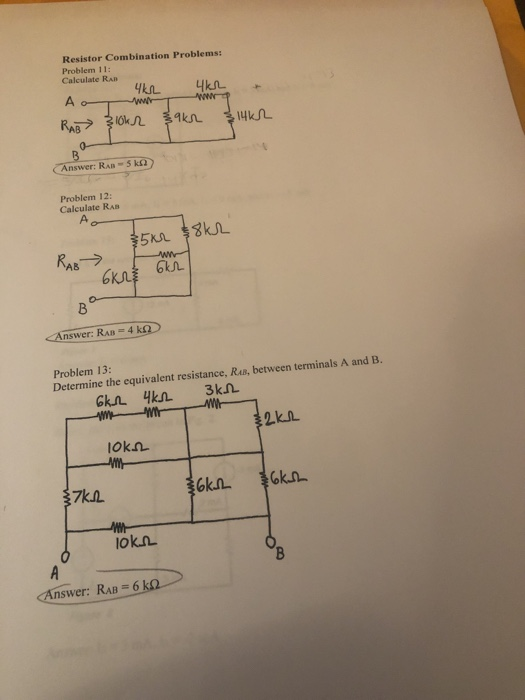 Solved Resistor Combination Problems: Problem 11: Calculate | Chegg.com