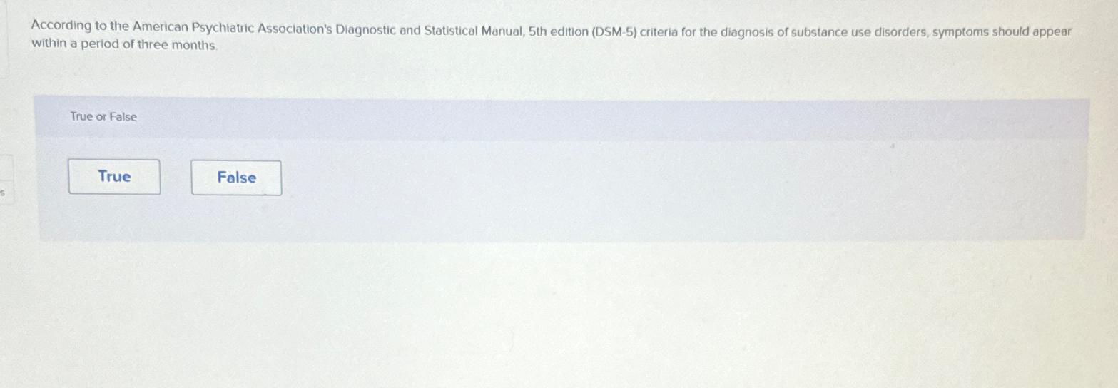 Solved According to the American Psychiatric Association's | Chegg.com