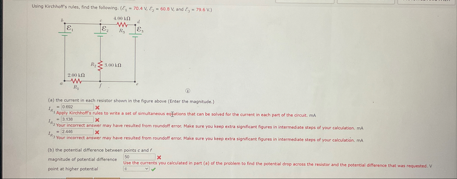 Solved Using Kirchhoff's rules, find the following. | Chegg.com